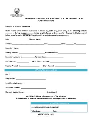 Fillable Online Ach Origination Telephone Authorization Agreement For