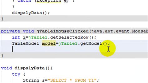 7 click on jtable to show data youtube