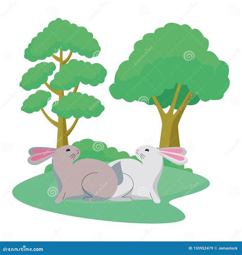 Bons Animais De Dois Coelhos Bonitos Cartoons Imagem De Stock Imagem