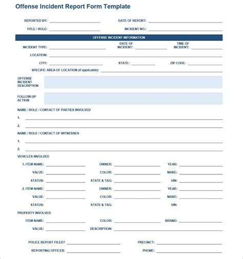 Printable Police Report Templates Free Pdf Word Formats
