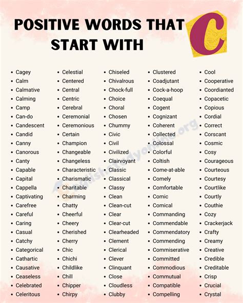 Positive Words That Start With C In English English Study Online