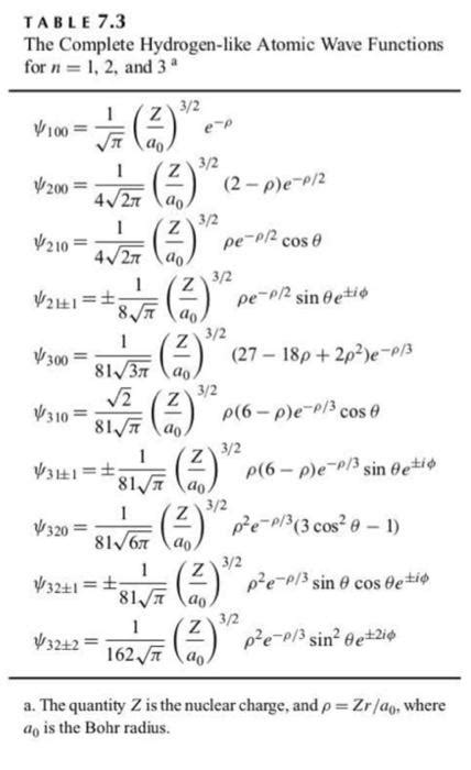 solved 2 show that the hydrogen atomic wavefunction 31