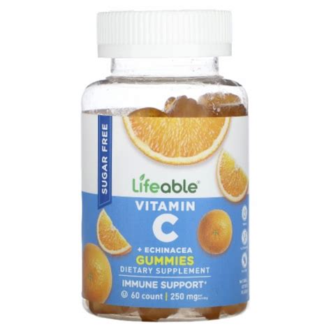 Lifeable Vitamin C Echinacea Gummies Sugar Free Natural Citrus 125 Mg