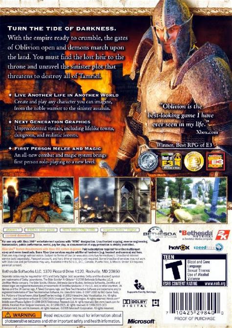 The Elder Scrolls IV Oblivion Box Shot For Xbox 360 GameFAQs