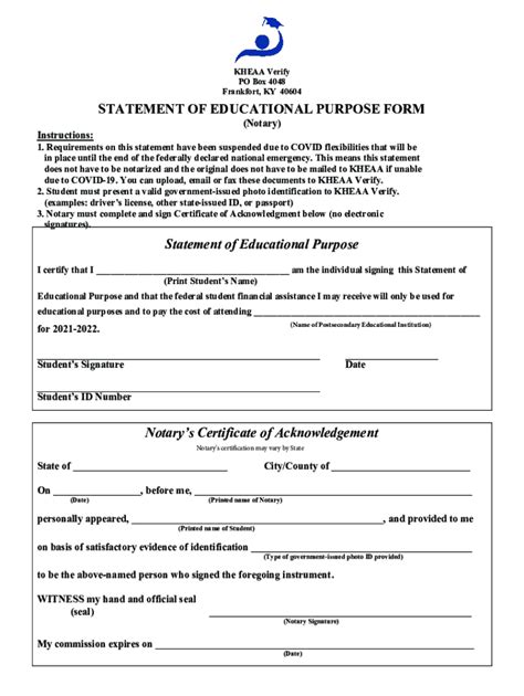 Identity And Statement Of Educational Purpose Kheaa 2021 2025 Form