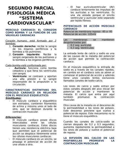 Segundo Parcial FisiologíA MÉDICA SEGUNDO PARCIAL FISIOLOGÍA MÉDICA
