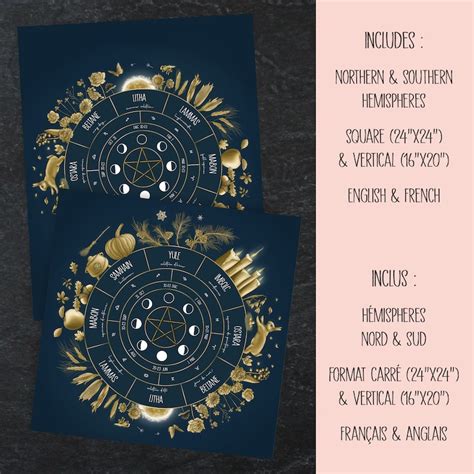 Roue de l année wicca à imprimer Affiche des sabbats de Etsy Canada