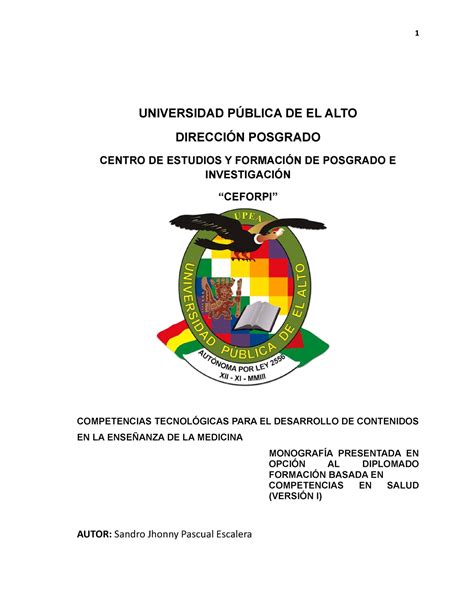 Monografía Diplomado Superior Competencias UNIVERSIDAD PÚBLICA DE EL