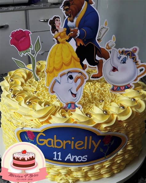 Compartilhar Bolo bolo de aniversário da bela e a fera quadrado