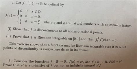 solved 4 let f [0 1] r be defined by f x 0 if 0 if x