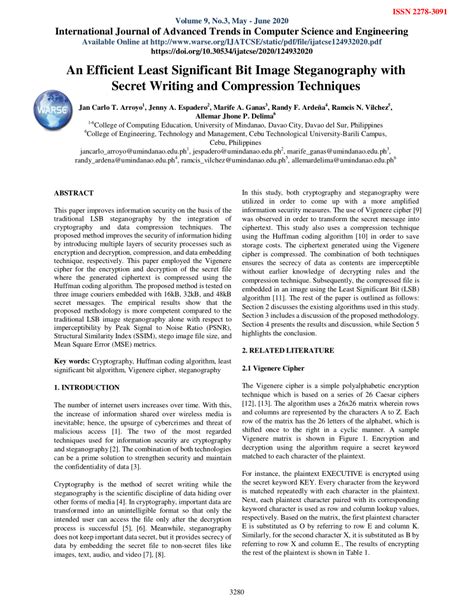 pdf an efficient least significant bit image steganography with secret writing and compression