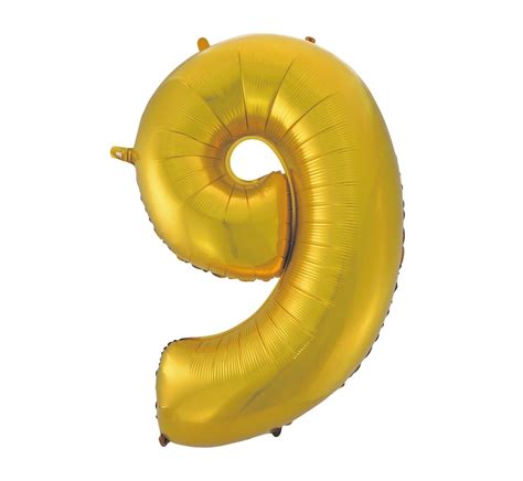 Balon foliowy cyfra 9 złota matowa 92 cm GoDan Przyjęcia i