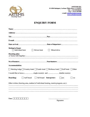 Enquiry Form Pdf Pdffiller