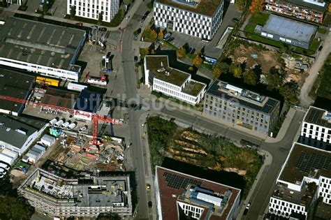Mannheim aus der Vogelperspektive Neubau eines Büro und
