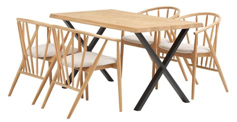 ROSKILDE L140 Tisch nat Eiche 4 ARNBORG Stühle eiche JYSK