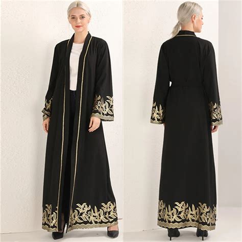 Black Open Abaya Dubai Robe Kaftan Turkey Hijab Muslim Dress Caftan