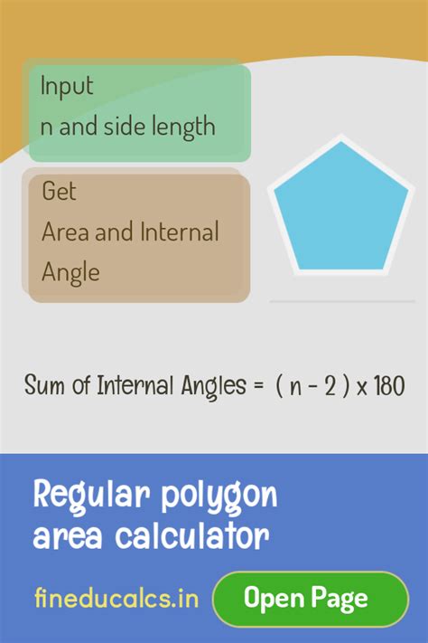 formula for calculating sum of all internal angles in a polygon calculate area regular polygon