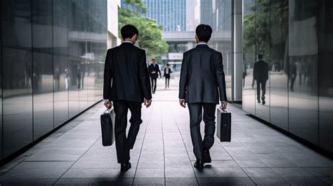 Walking Men Business Are Down A Corridor Backgrounds Free