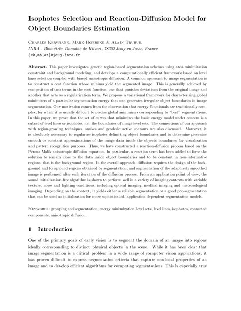 pdf isophotes selection and reaction diffusion model for object boundaries estimation
