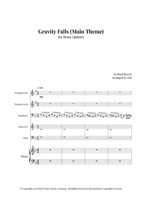 Gravity Falls Main Theme Arr Gdj Sheet Music Brad Breeck Brass