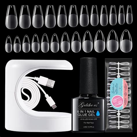 Gelike Ec Kit Pose Americaine Ongles Faux Ongles Capsule Americaine