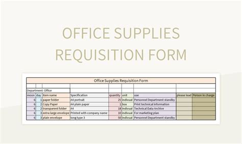 Office Supplies Purchase Budget Form Excel Template And Google Sheets
