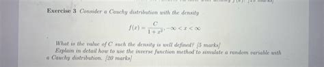 solved exercise 3 consider a cauchy distribution with the