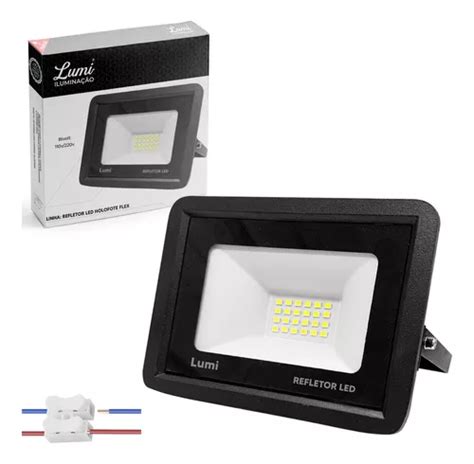Reflector De Foco Negro 20 W Bivolt 6500 K Lumi Color Blanco 110