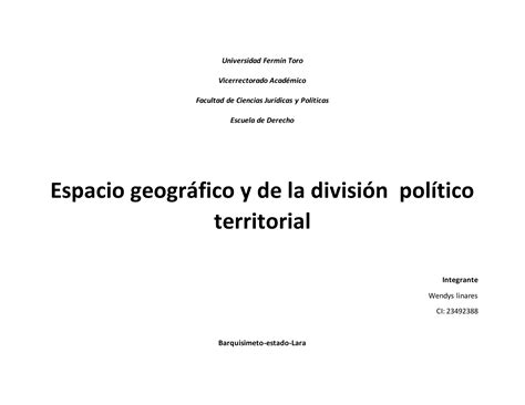 Espacio geográfico y de la división político territorial wendys PPT