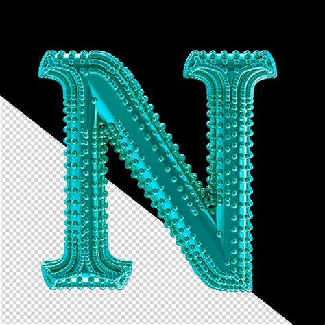 Pequenas esferas 3d na letra n do símbolo turquesa PSD Premium