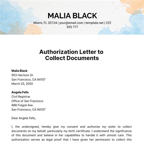 Authorization Letter To Collect Documents Template Edit Online