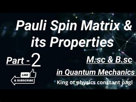 Pauli Spin Matrix Its Properties Paulispinmatrix Csirnetphysics