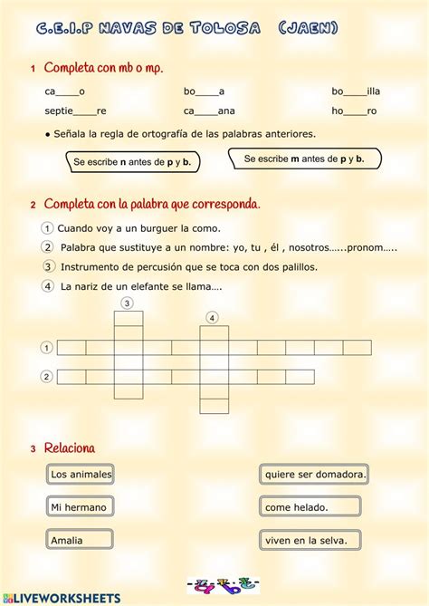 Ficha interactiva de Sujeto y predicado para 2º PRIMARIA Sujeto y