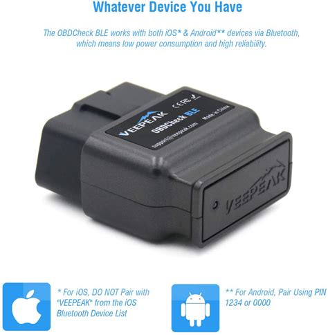 Veepeak OBDCheck BLE OBD2 Bluetooth Scanner Auto OBD II Diagnostic Scan