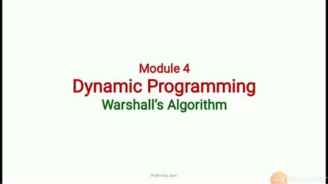 warshall s algorithm youtube