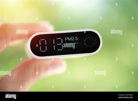 Close Up Portable Air Quality Monitor Detect PM 2 5 The Low Level Is