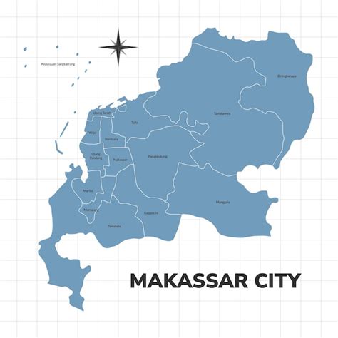Premium Vector Makassar City Map Illustration Map Of Cities In Indonesia