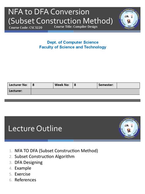 nfa to dfa conversion subset construction method dept of computer science faculty of