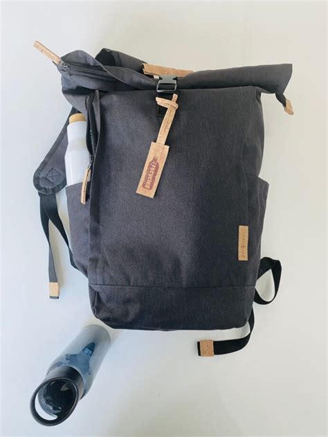 Rolltop Rucksack Aus Derber Baumwolle Korkleder Mit Extras