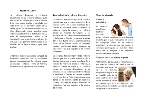 Triptico Violencia Presentacion La Violencia Dom Stica O Violencia