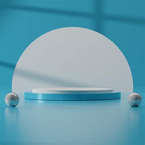 Premium Psd Abstract Blue Geometry Shape Background White Podium