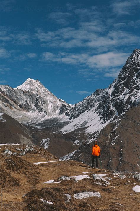A Trekker In The Himalayas By Stocksy Contributor Shikhar Bhattarai