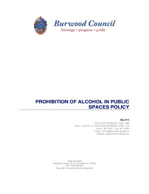 Fillable Online Burwood Nsw Gov Prohibition Of Alcohol In Public Spaces