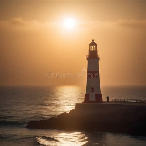 Faro Impresionante Puesta De Sol Reflejo De La Salida Del Sol En Las