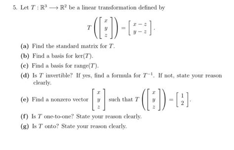 solved 5 let t r3 r2 be a linear transformation defined by