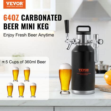 VEVOR Mini Barril de Cerveza Portátil 1 89 L Mini Barril Presión