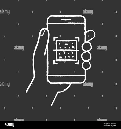 QR Code Smartphone Scanner Chalk Icon Quick Response Code Matrix