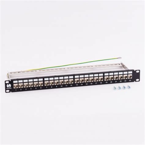 Patch panel keystone RACK 19 24 porty FTP STP wyposażony