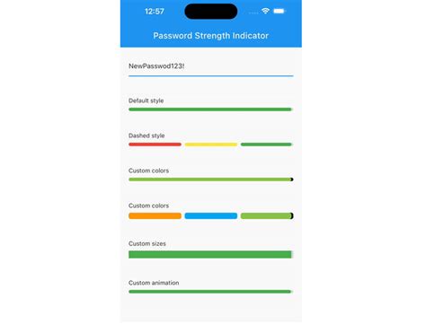 a flutter package to visually assess the strength of a password using a customizable strength bar