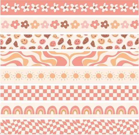 Amazon Whaline 82Ft Retro Groovy 70s Bulletin Board Borders Boho